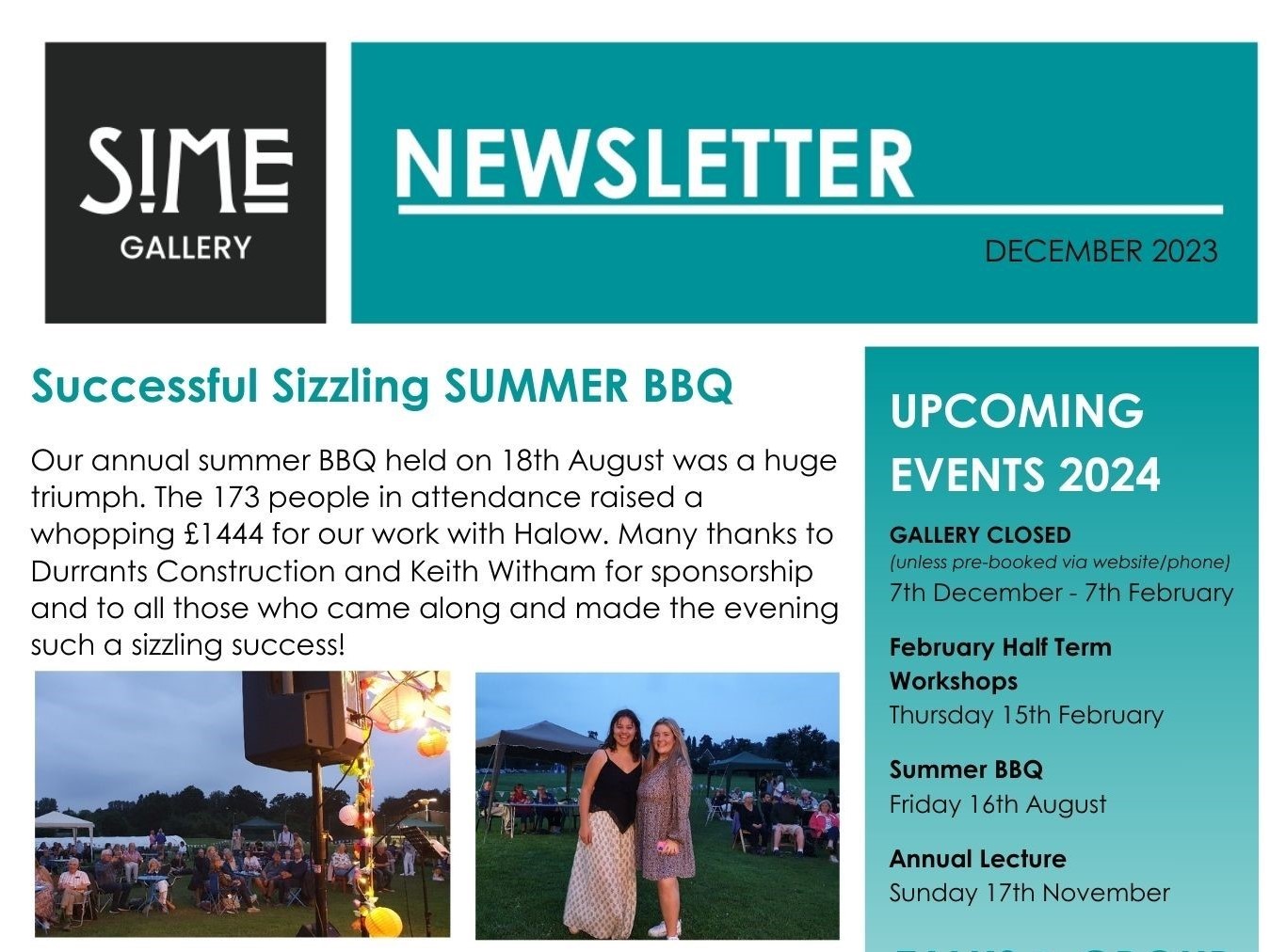 Winter 2023/2024 Sime Gallery Newsletter - Sime Gallery